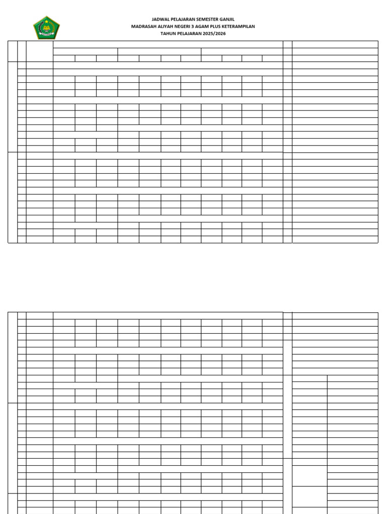 Jadwal Pelajaran Sem 1 2526 | PDF
