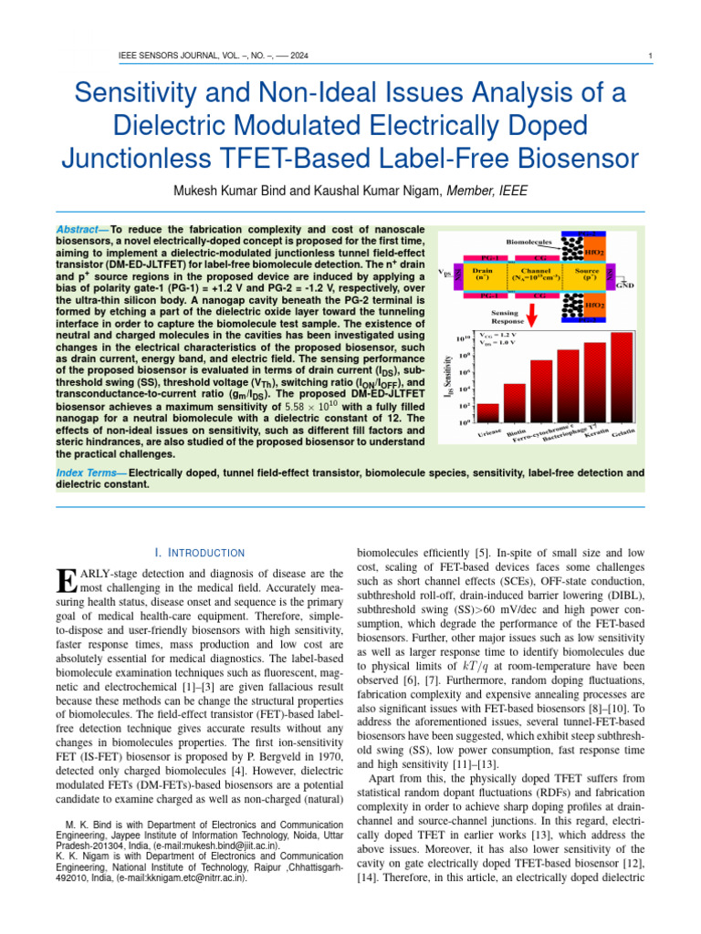 Sensitivity and Non-Ideal Issues Analysis of A Dielectric Modulated Electrically Doped ...