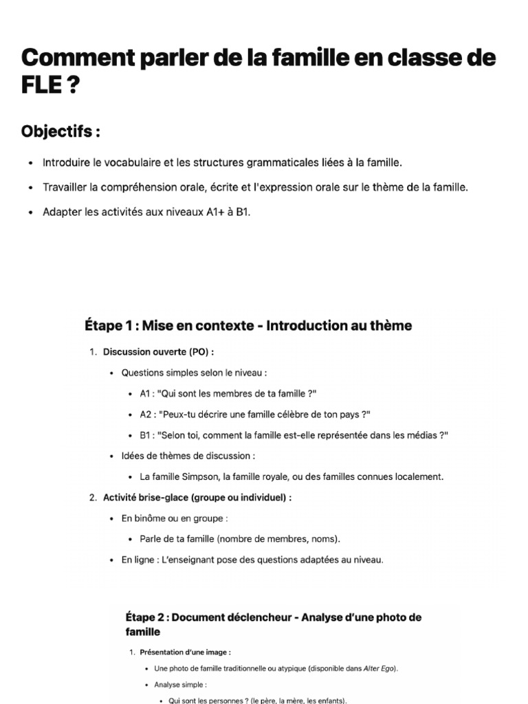 TUTO A1.1 D3L3 Parler de Sa Famille | PDF