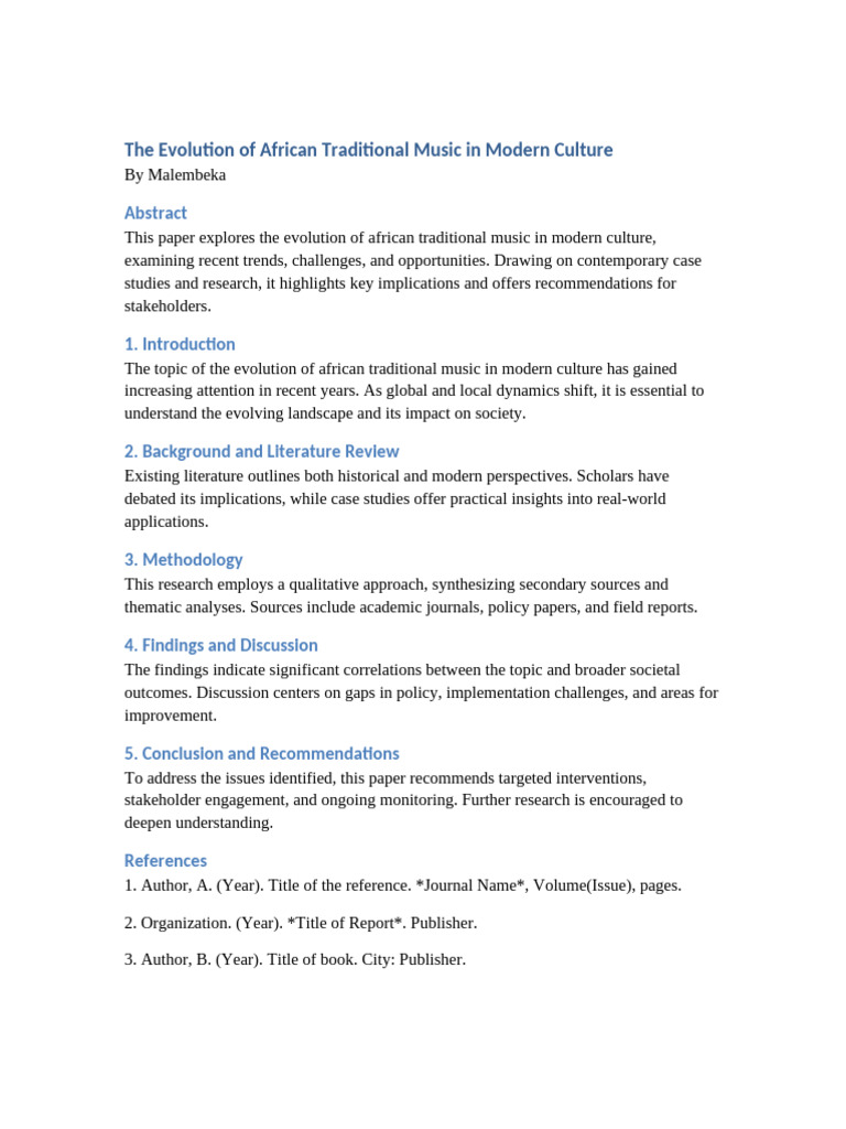 The Evolution of African Traditional Music in Modern Culture Malembeka ...