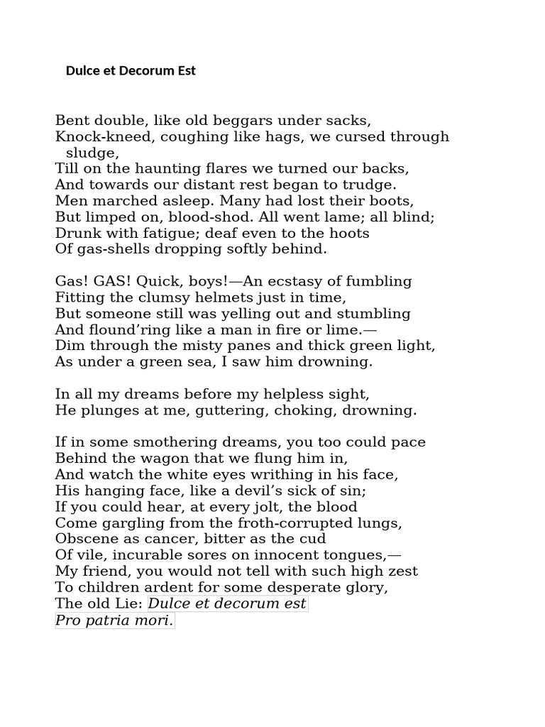 Dulce Et Decorum Est | PDF | Poetry