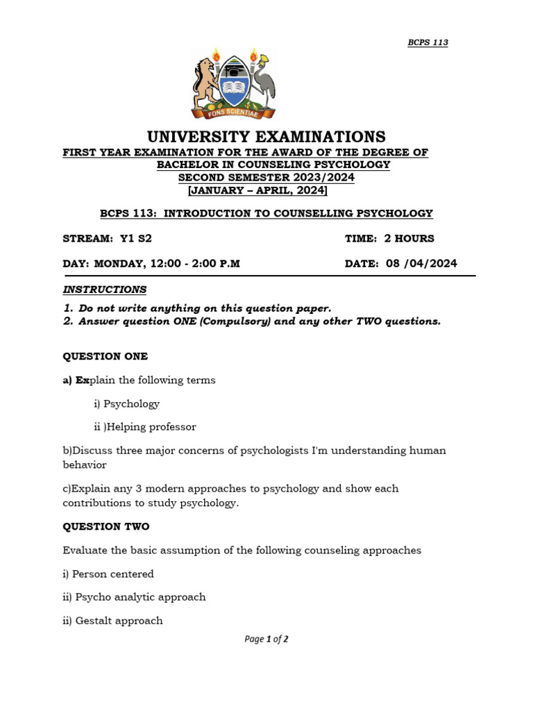Bcps113 - Introdu-Wps Office | PDF | Psychology | Counseling Psychology