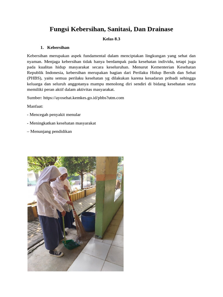 Fungsi Kebersihan, Sanitasi, Dan Drainase 8.3 | PDF