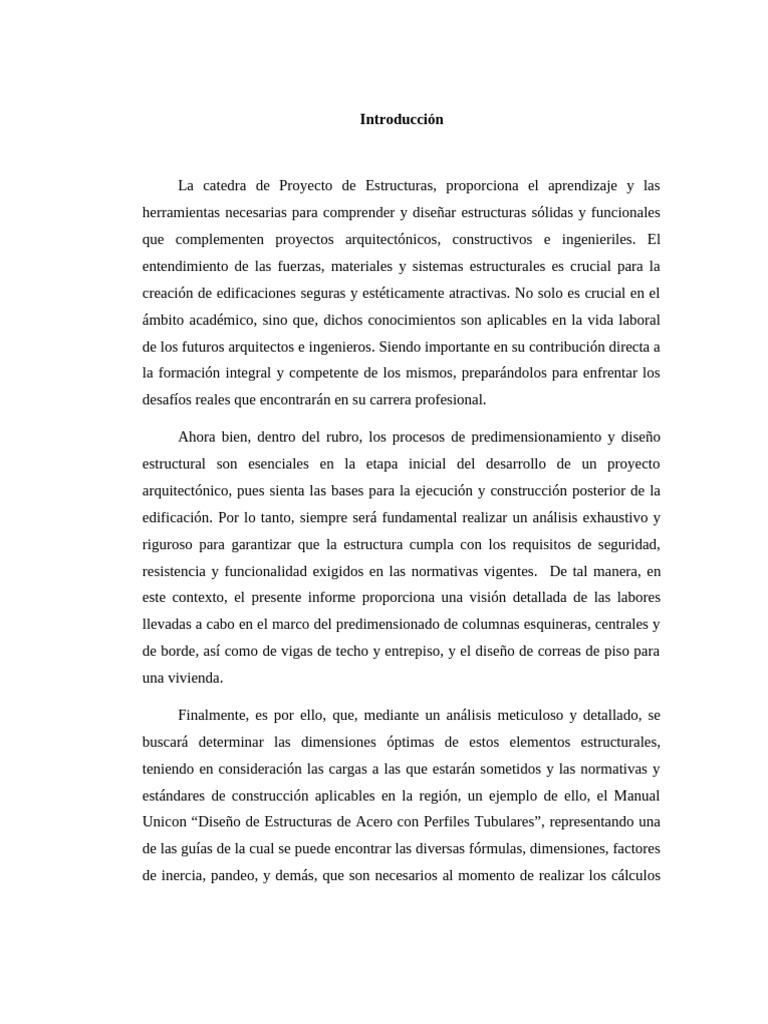 Intro-Concl Proyecto Estructuras Informe Actividad | PDF | Diseño | edificio