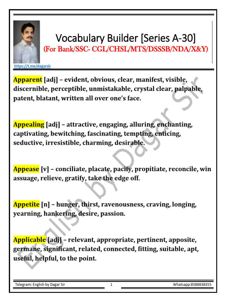 Vocabulary Builder for Competitive Exams | PDF