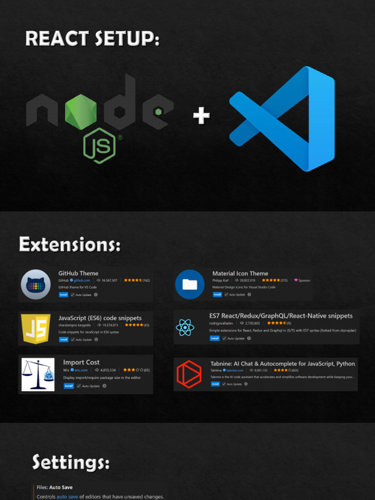 #2 Vs Code Setups For REACT | PDF