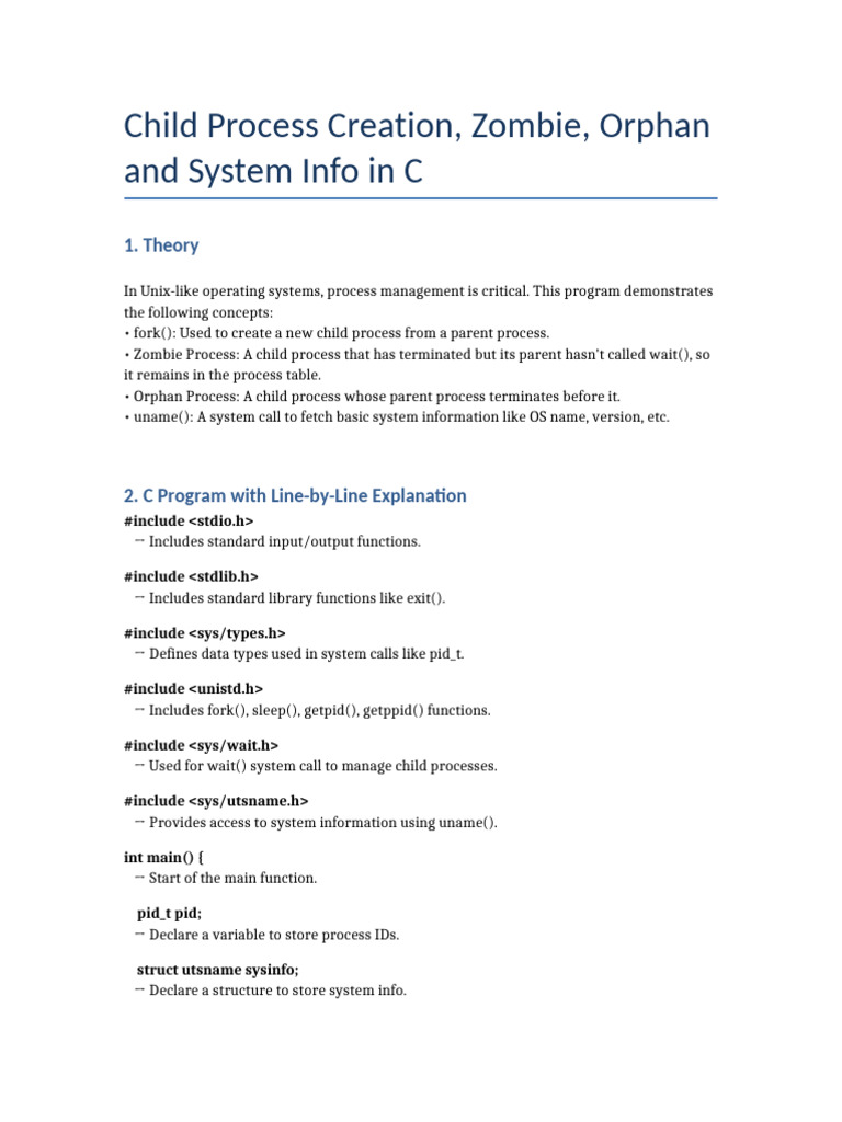 Fork Zombie Orphan Explanation | PDF | Information Technology | Concurrency (Computer Science)