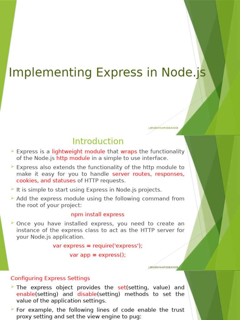 Implementing Express in NodeJS | PDF | Systems Architecture | Computer ...