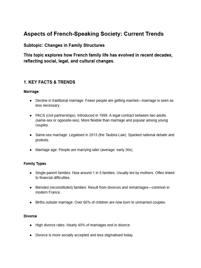 Evolution of Family Structures in France | PDF | Multiculturalism ...