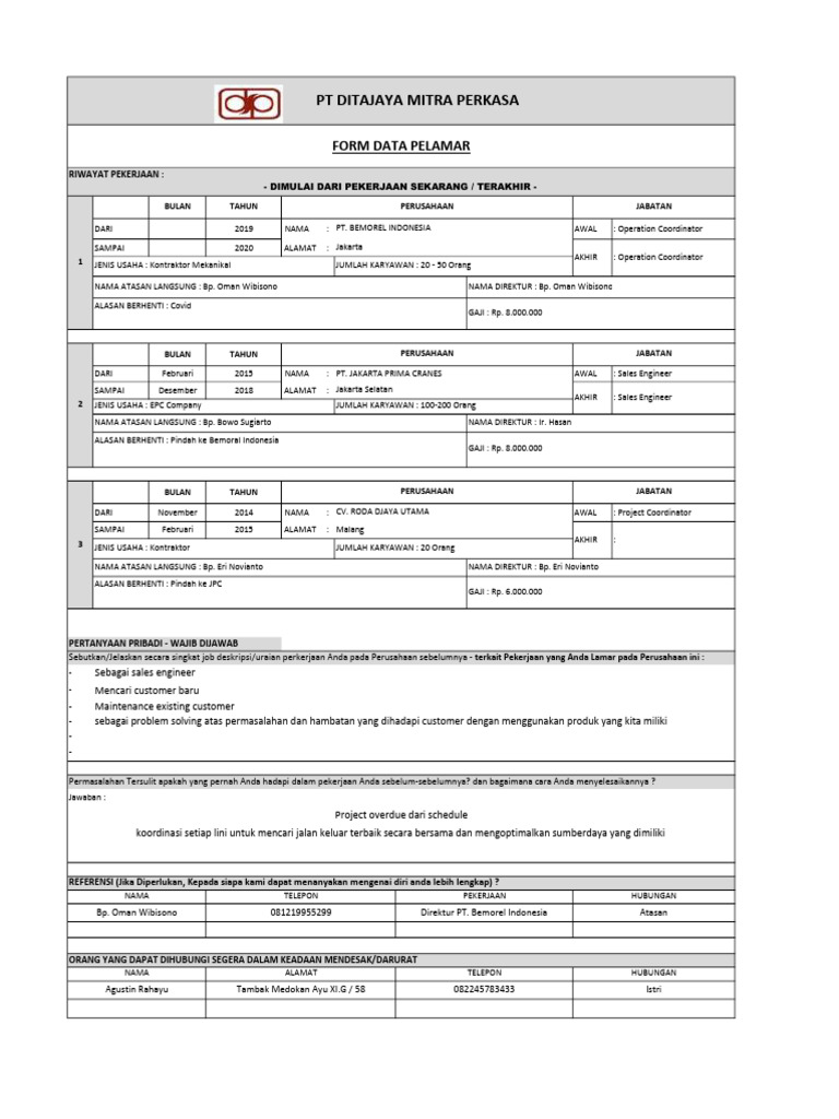 Form Karyawan Baru 2 | PDF