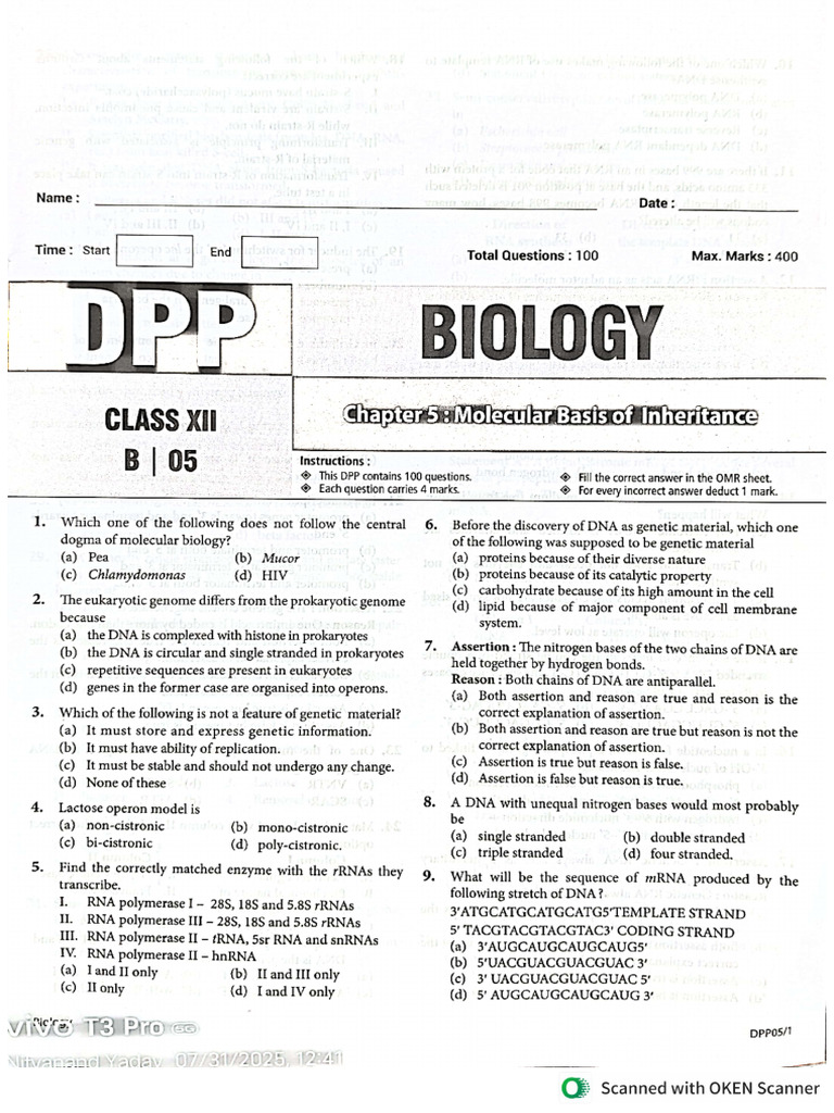DPP Molecular 2025 | PDF