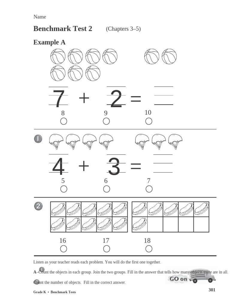Grade K Math Benchmark Test 2 | PDF