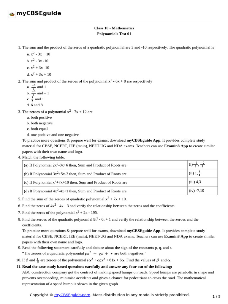 10 Math Polynomials tp01 230408 091143 | PDF | Polynomial | Zero Of A Function