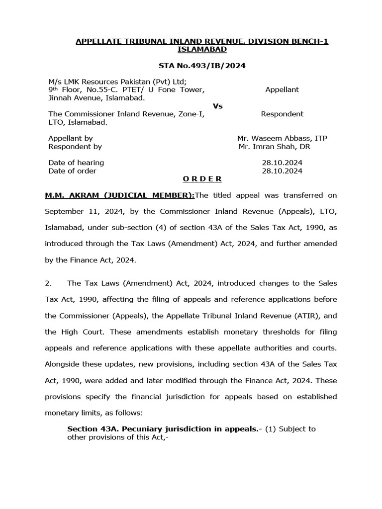 Appellate Tribunal Appeal Order 2024 | PDF | Tax Refund | Appeal