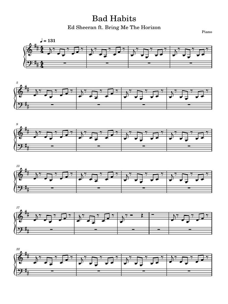Bad Habits Piano | PDF