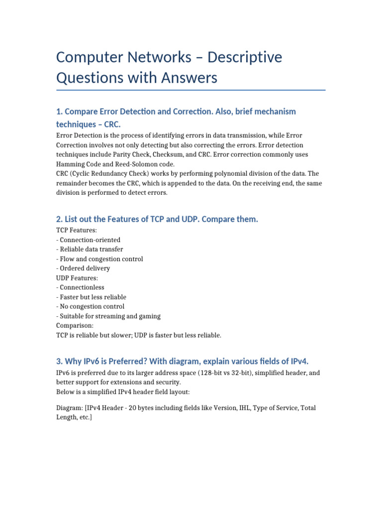 Descriptive Questions With Answers | PDF