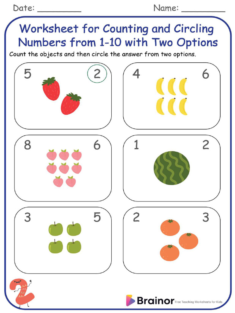 Counting Worksheet 1-10-05 | PDF