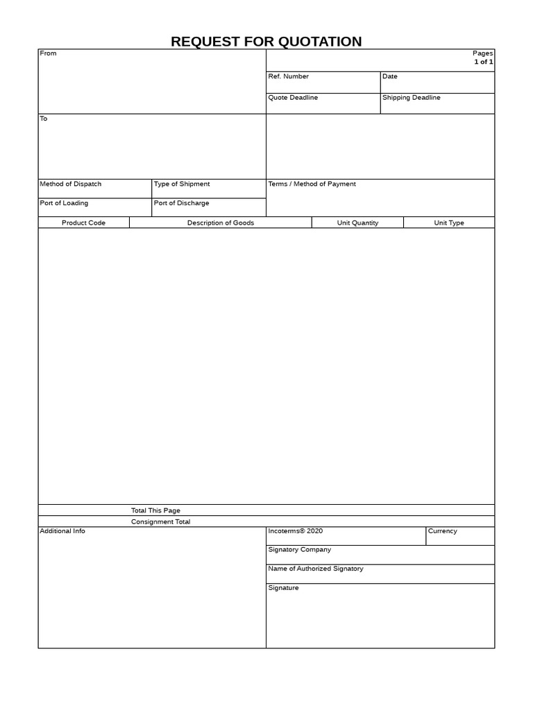 Request For Quotation | PDF