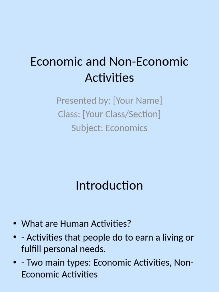 Non-Economic Activities Explained | PDF