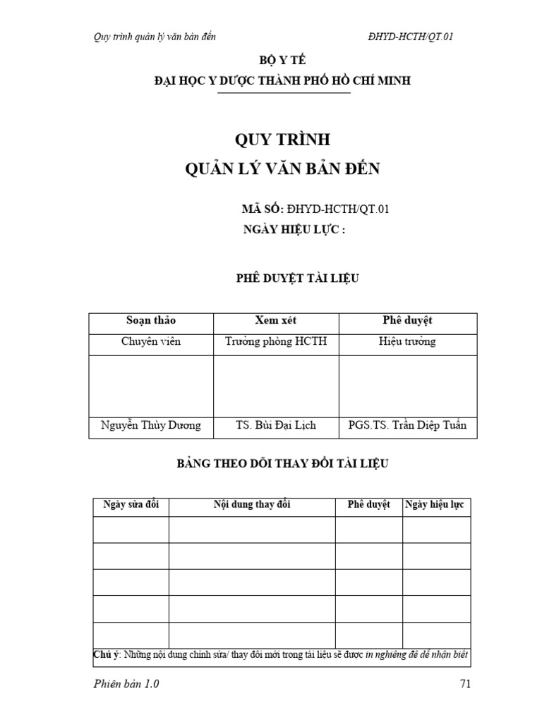 1 - Quy Trinh Quan Ly Van Ban Den | PDF
