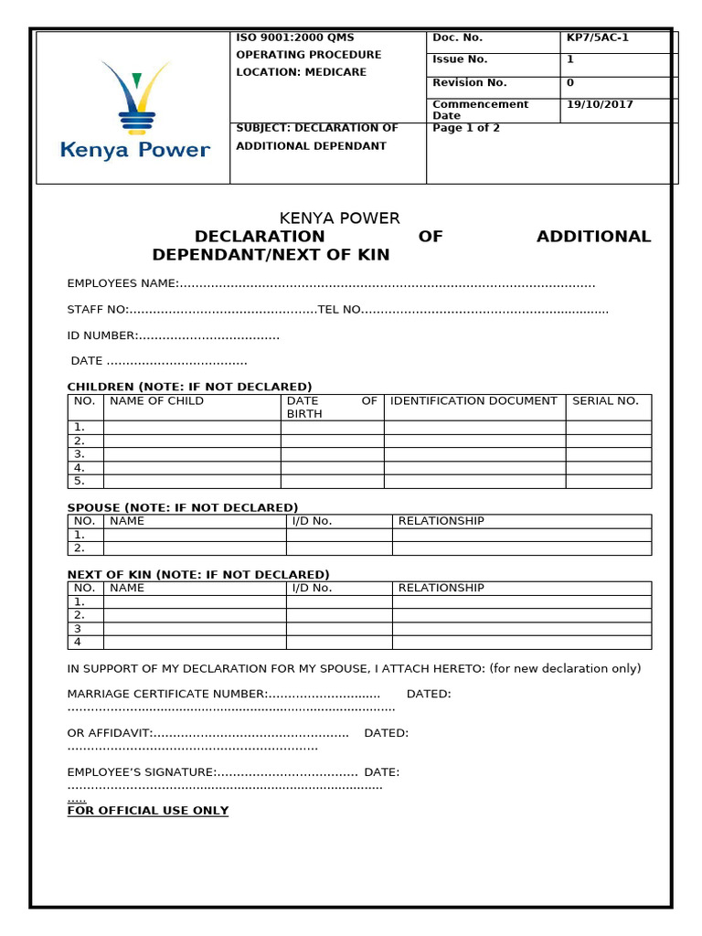 Family Declaration Form | PDF