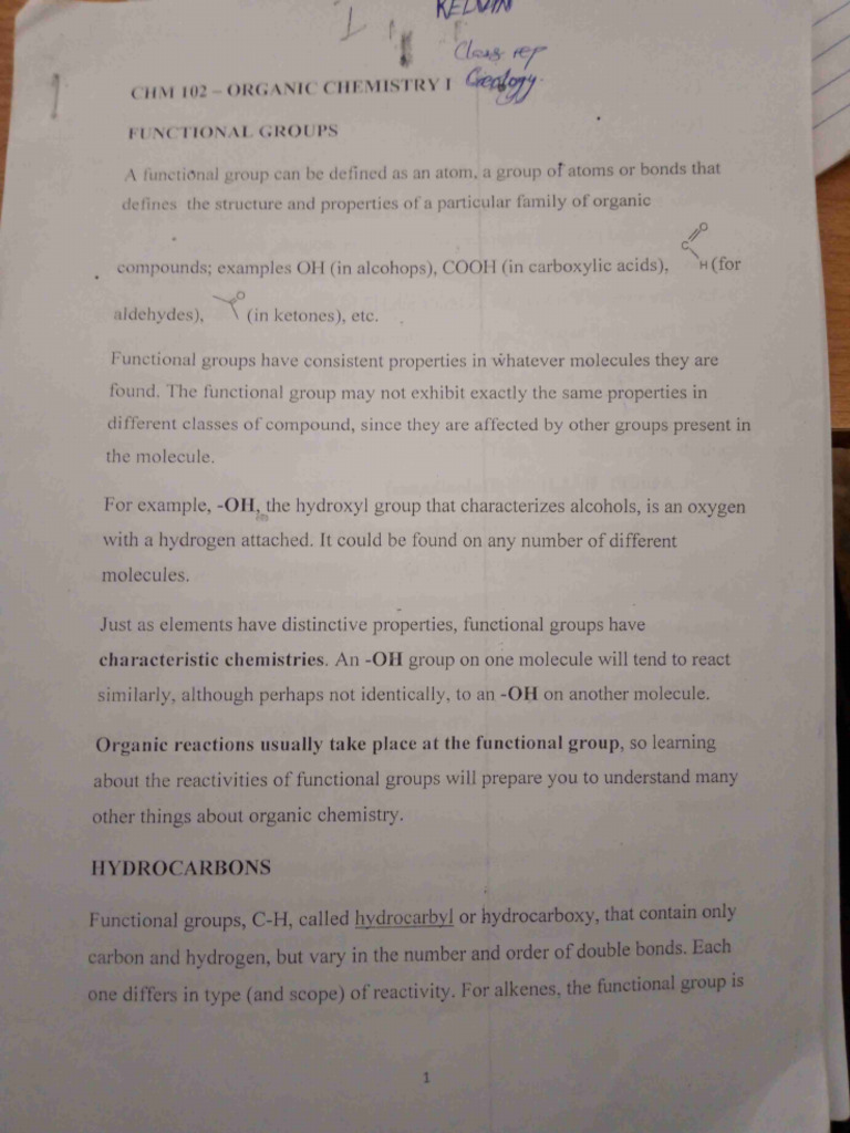 CHM 102 Functional Groups - 1 | PDF
