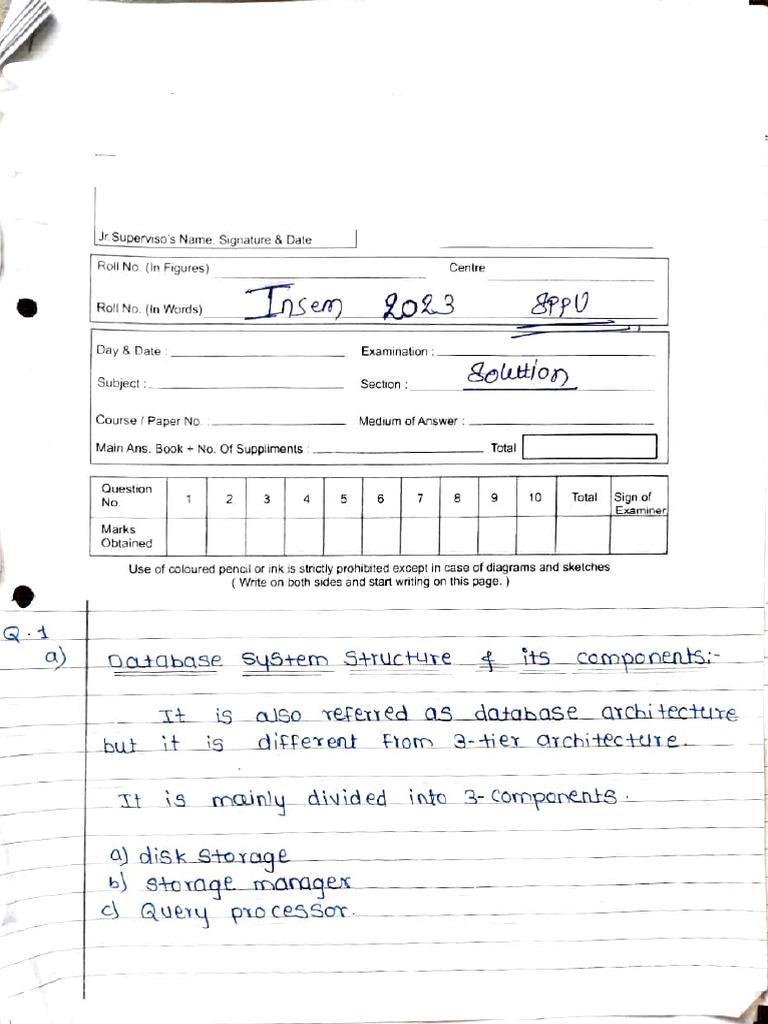 DBMS Insem 2023 Solution | PDF | Databases | Information Science