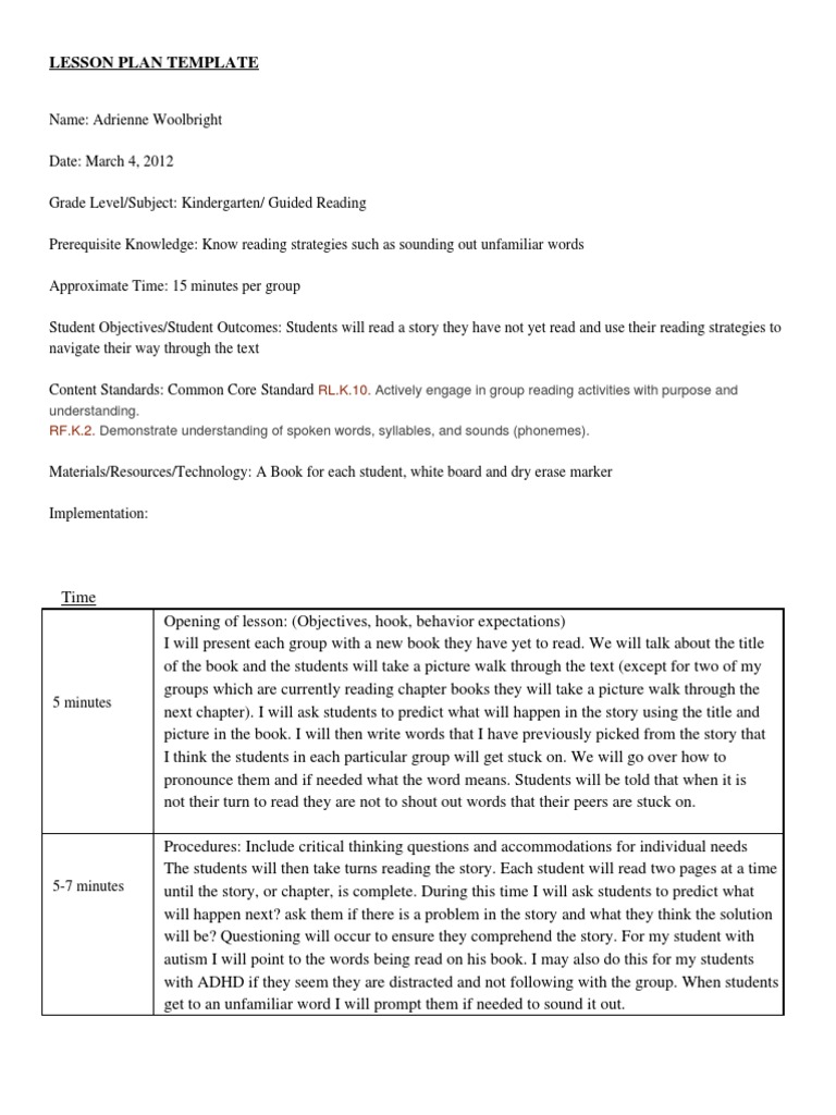 Guided Reading Lesson | PDF | Reading (Process) | Lesson Plan