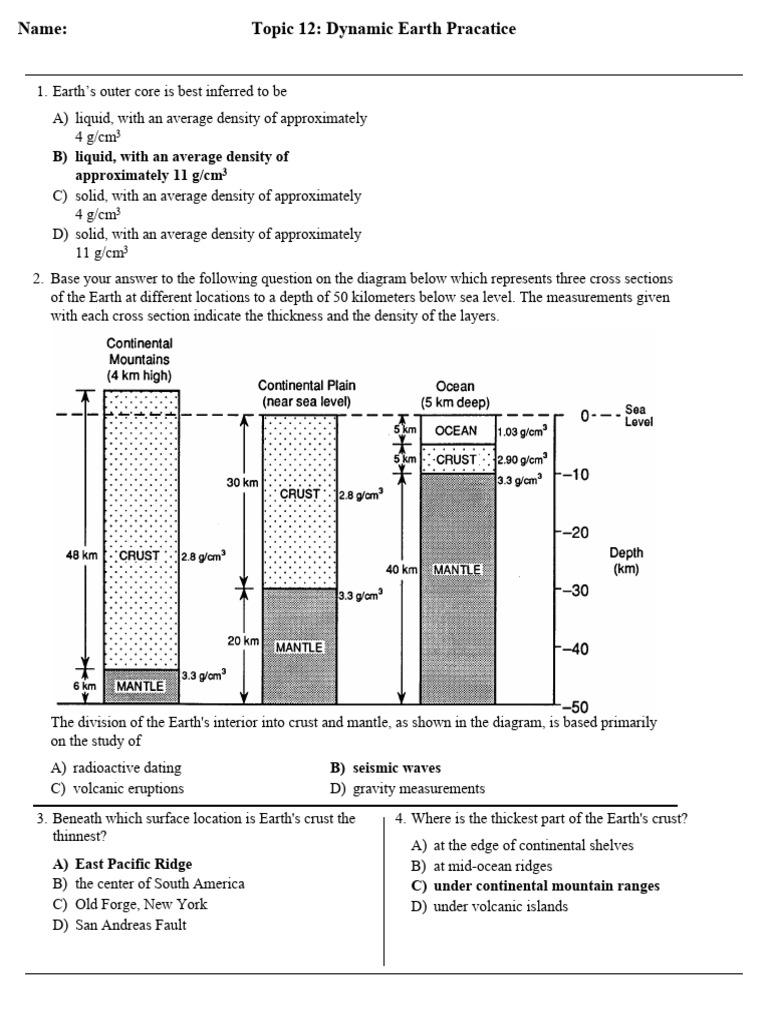 Topic 12 Dynamic Earth Tc | PDF | Seismology | Earth