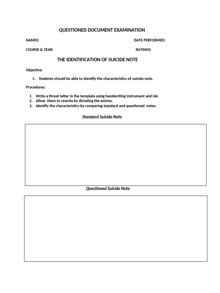 Suicide Note QD | PDF