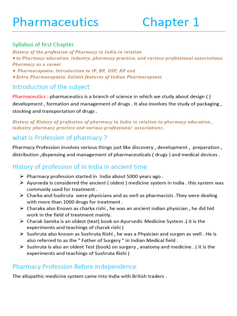 Pharmaceutics Chapter 1 A4 Size | PDF | Pharmacy | Pharmacist