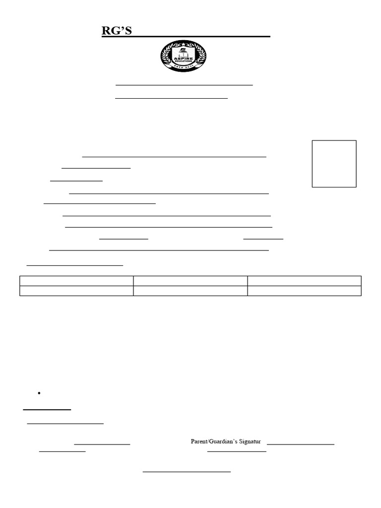RG Aspire Form | PDF