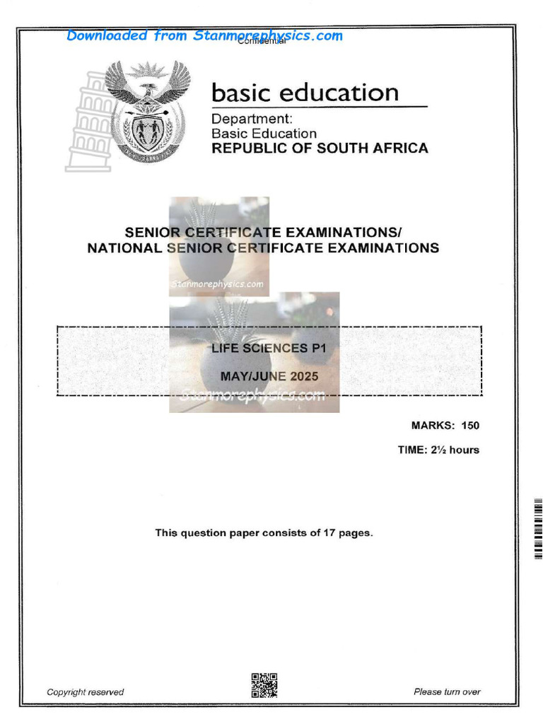 NSC Life Sciences Grade 12 May June 2025 P1 and Memo | PDF