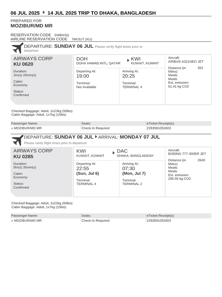 Travel Reservation July 06 For MR MD MOZIBUR | PDF | Transport | Aircraft
