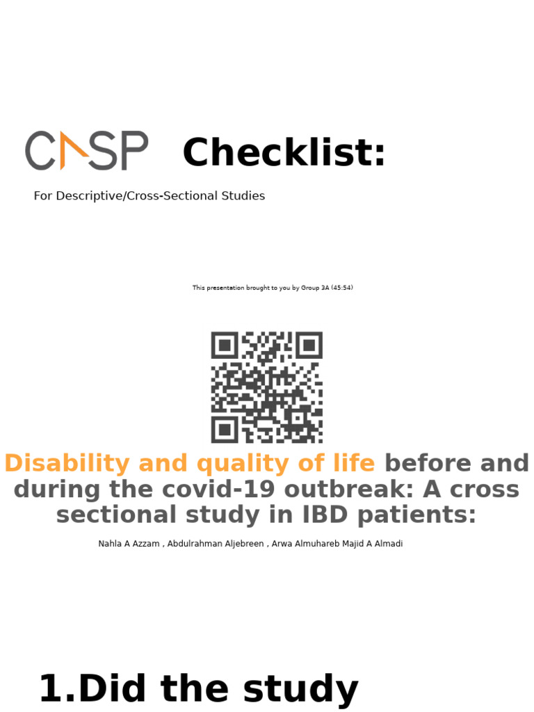 CASP Checklist For Cross Sectional Study (45-54) | PDF | Statistics | P ...