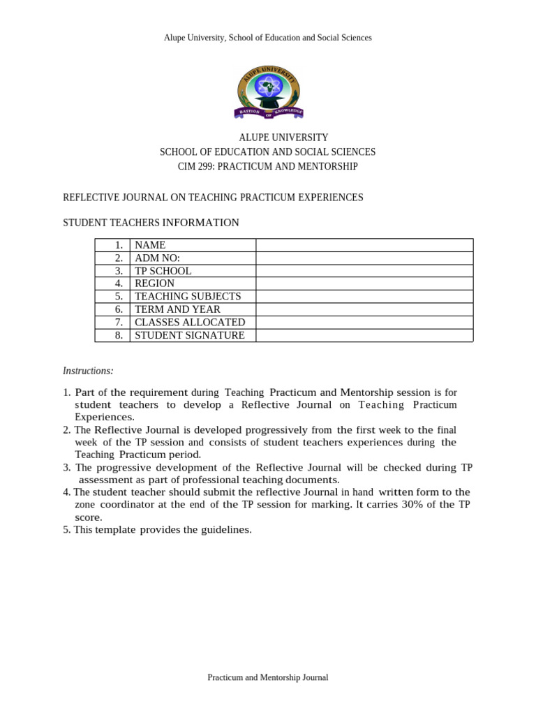 Practicum and Mentorship Journal-1 | PDF | Teaching | Human Communication