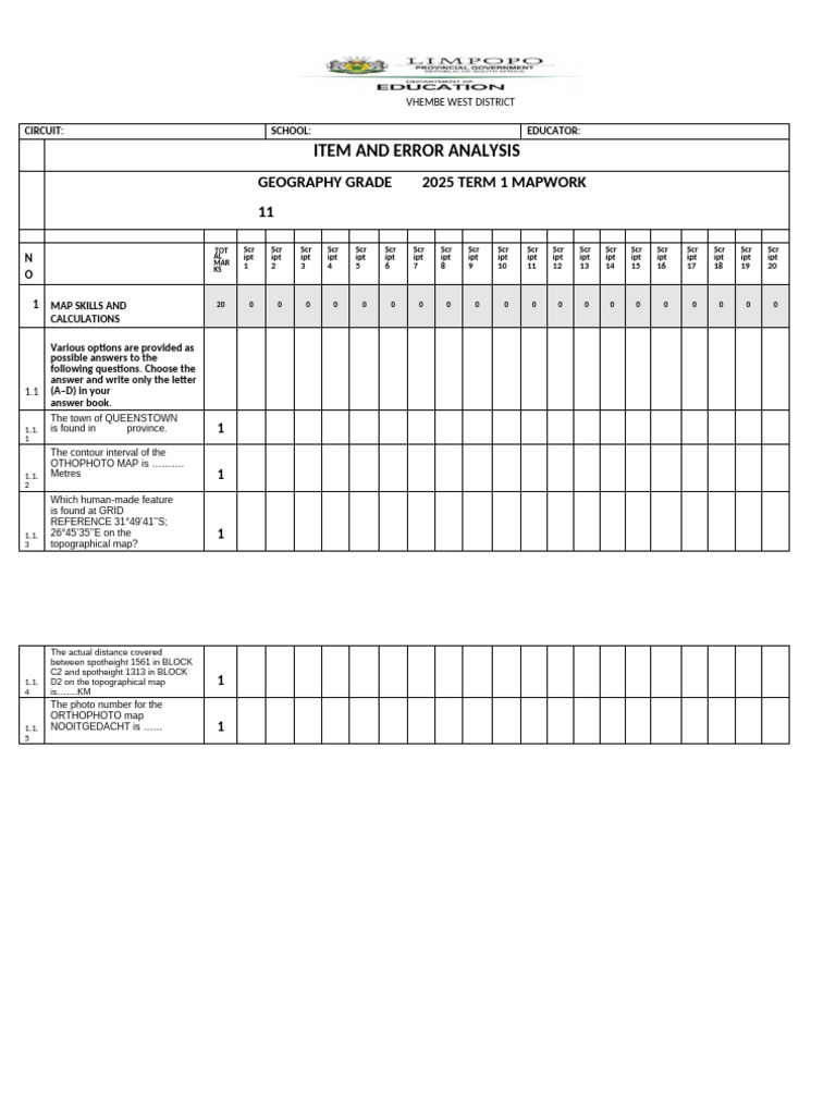 Grade 11 Geography Mapwork Analysis | PDF | Geographic Information ...