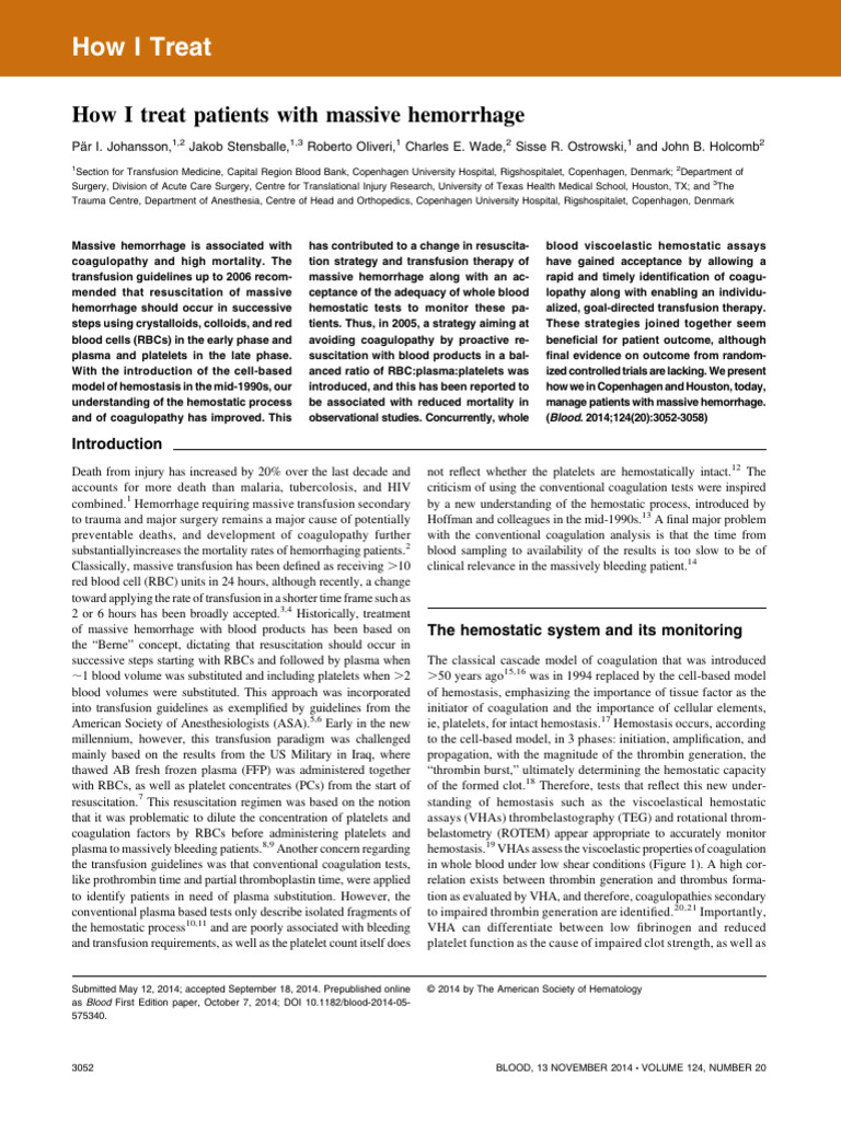 Hao I Treat Patients With Massive Hemorrhage - Blood | PDF | Bleeding ...