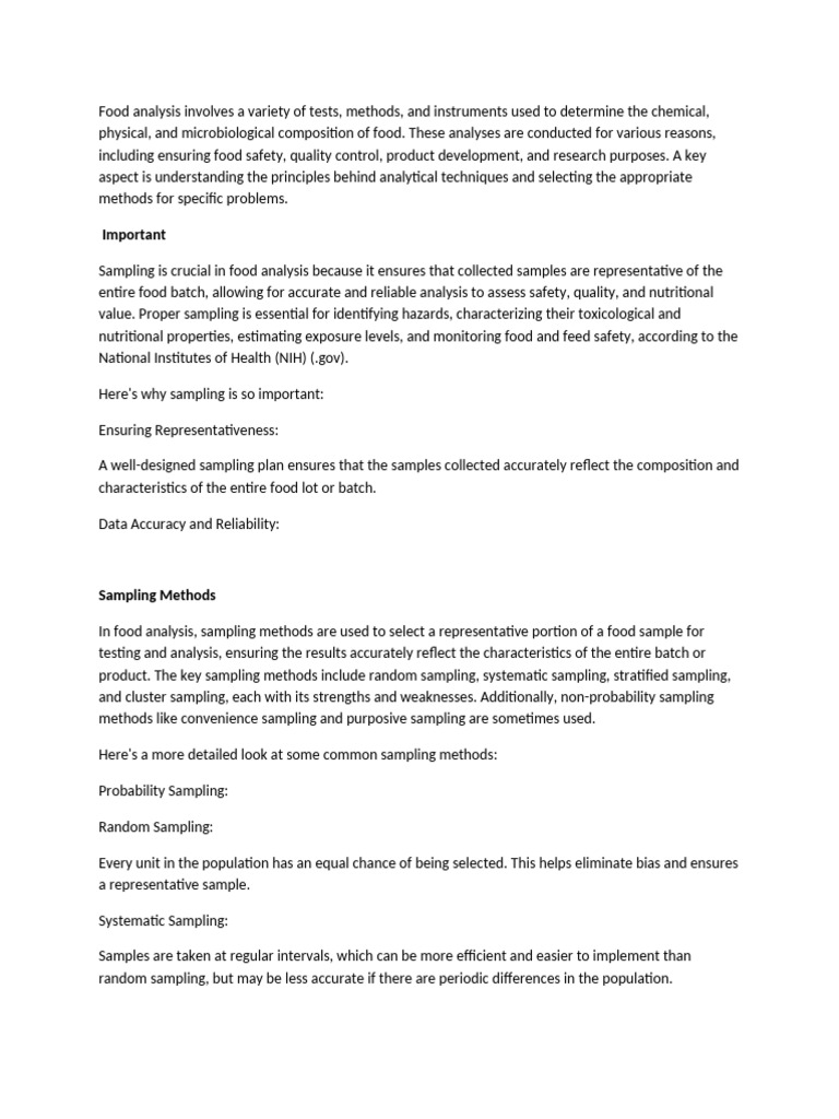 In Food Analysi-WPS Office | PDF | Sampling (Statistics) | Stratified ...