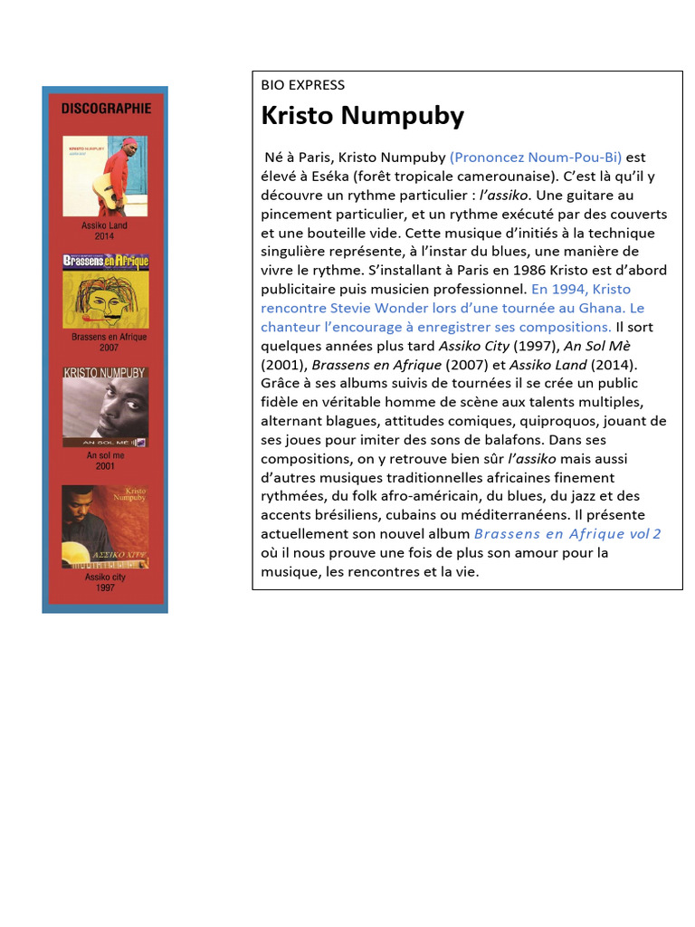 Kristo Numpuby : Voyage Musical Assiko | PDF