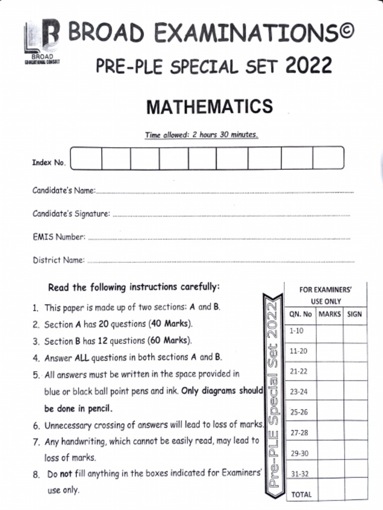 Broad Examination Pre Ple Special Set | PDF