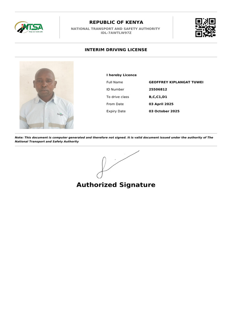 Interim Driving License Class B,C,D1 | PDF