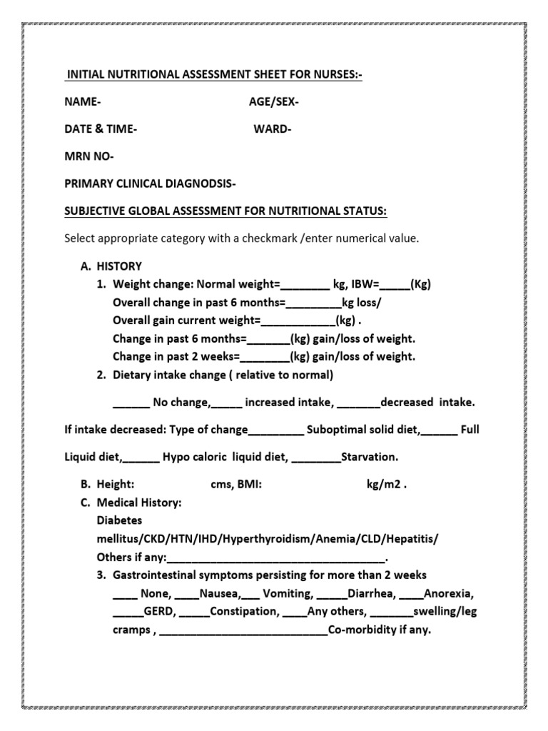Nutritional Assessment | PDF | Weight Loss | Dieting