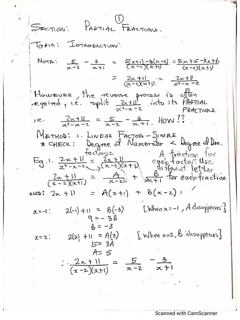 Partial Fractions Notes 1 | PDF