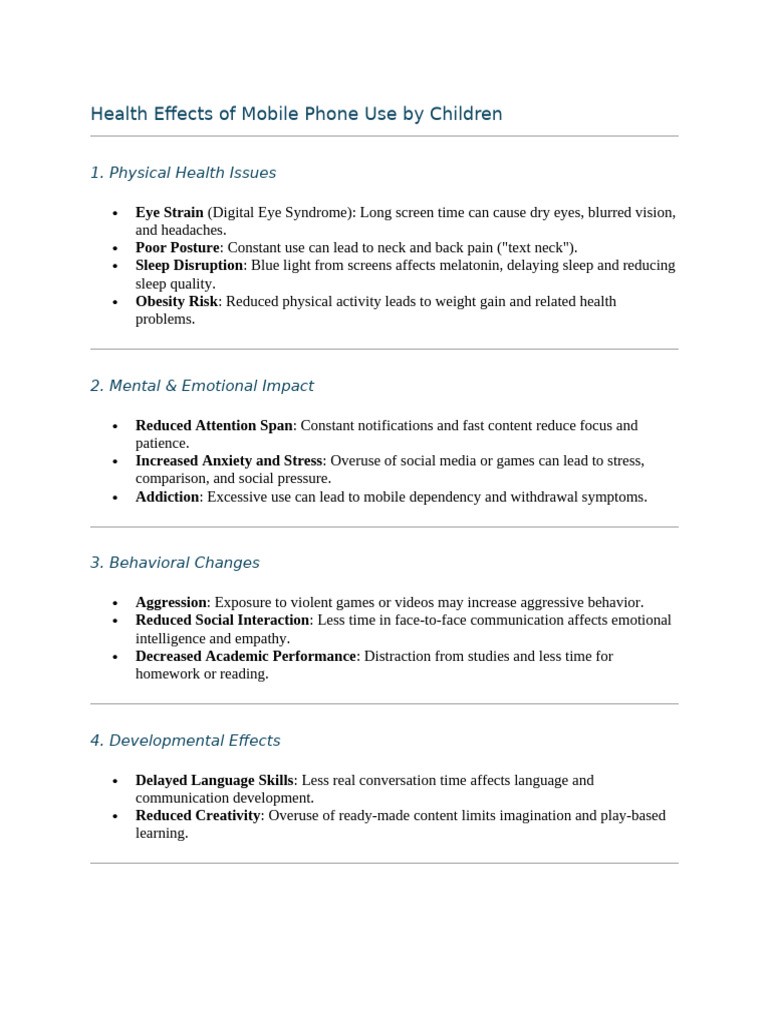 Health Risks of Children's Mobile Use | PDF