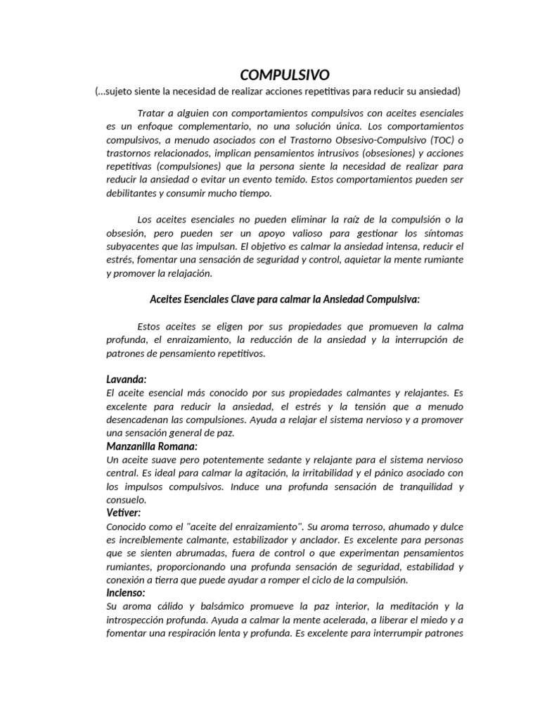 COMPULSIVO | PDF | Desorden obsesivo compulsivo | Ansiedad
