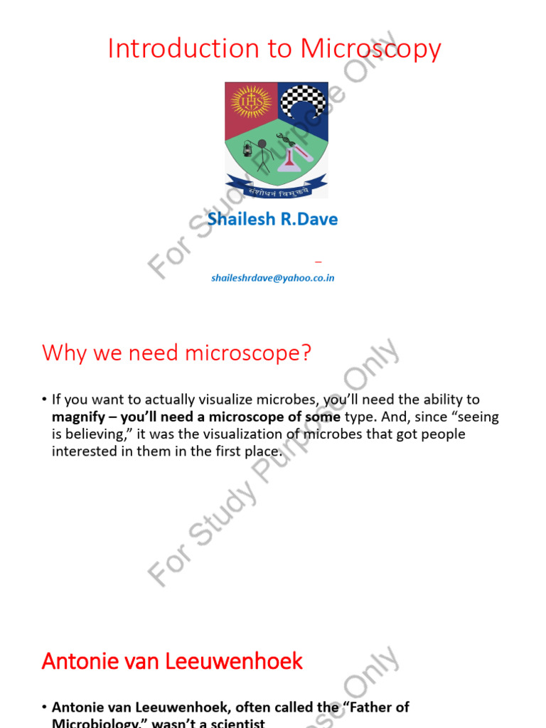 Introduction To Micros | PDF | Microscope | Angular Resolution