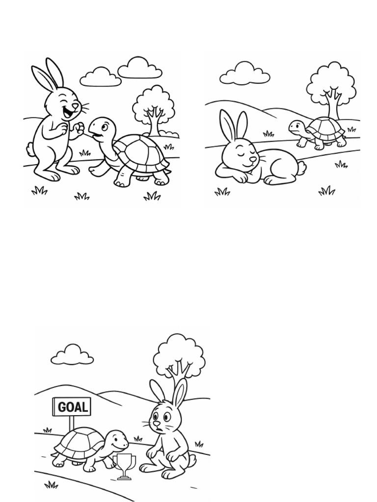 Rabbit and Tortise Coloring Story | PDF