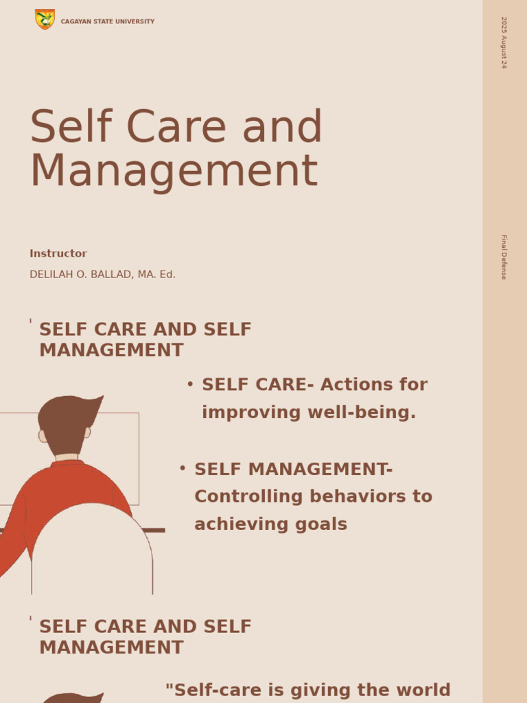 Self-Care and Self-Management Strategies | PDF | Self Efficacy ...