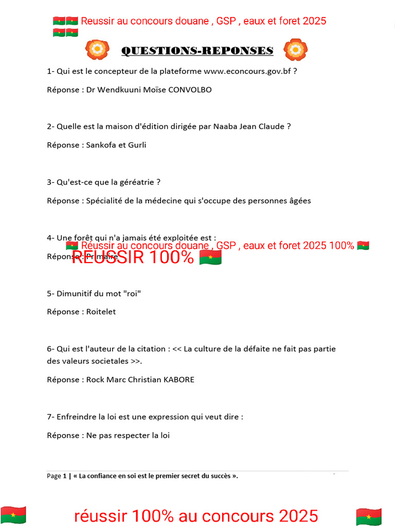 Questions-Réponses Concours K.O 2022 | PDF | Cancer | Burkina Faso